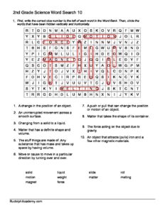 Rudolph Academy Crosswords Grade 2 Science Word Search 10 ...