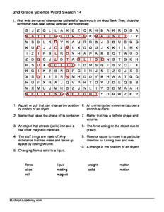Grade 2 Science Word Search 14 Answers - Rudolph Academy - Free ...