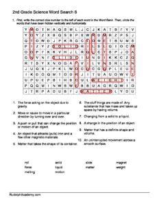 Grade 2 Science Word Search 6 Answers - Rudolph Academy - Free ...