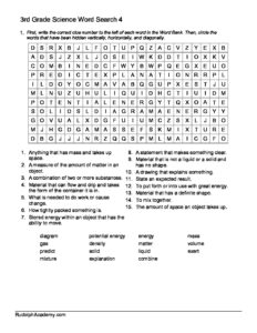 Grade 3 Science Word Search 4 - Rudolph Academy - Free ResourcesRudolph ...