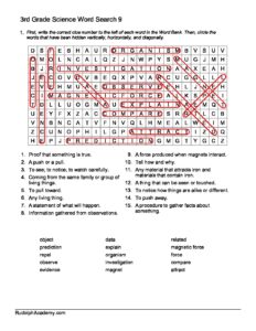 Grade 3 Science Word Search 9 Answers - Rudolph Academy - Free ...