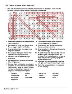 Grade 4 Science Word Search 5 Answers - Rudolph Academy ...