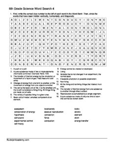 Grade 6 Science Word Search 4 - Rudolph Academy CrosswordsRudolph ...