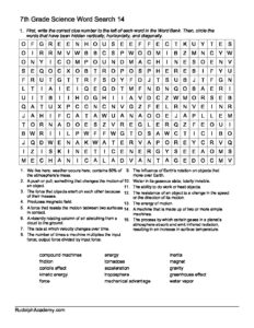 Grade 7 Science Word Search 14 - Rudolph Academy - Free ...