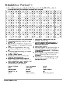 Grade 7 Science Word Search 15 - Rudolph Academy - Free ...