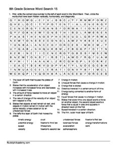Grade 8 Science Word Search 15 - Rudolph Academy CrosswordsRudolph ...