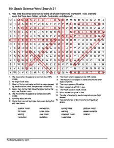 Grade 8 Science Word Search 21 Answers - Rudolph Academy - Free ...
