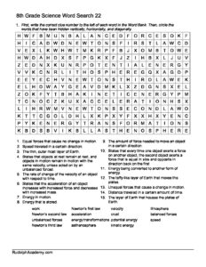 Grade 8 Science Word Search 22 - Rudolph Academy CrosswordsRudolph ...