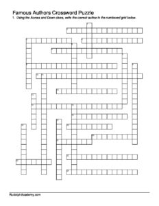 Famous Authors Crossword Puzzle - Rudolph Academy CrosswordsRudolph ...