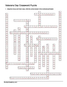 Veterans Day Crossword Puzzle Answers - Rudolph Academy ...